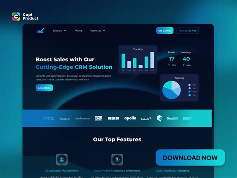 Landing Page Crm Glowing And Gradient Text Style Figma