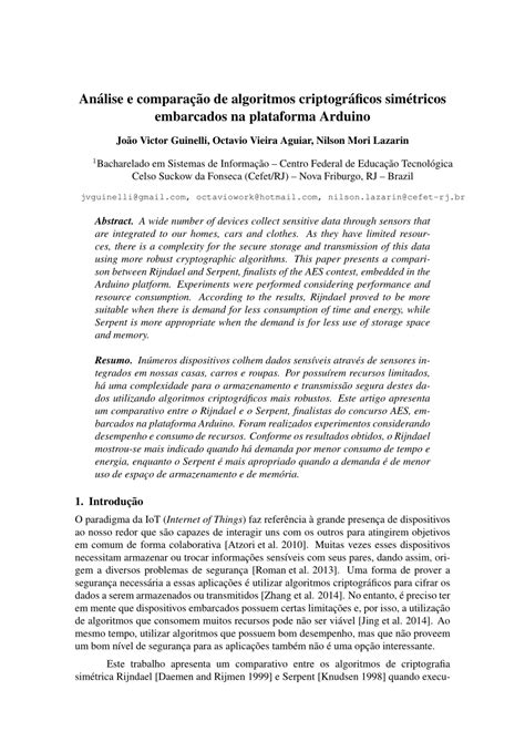 Pdf Análise E Comparação De Algoritmos Criptográficos Simétricos
