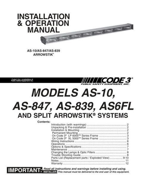 Arrowstik Installation Guide Code 3 Public Safety Equipment