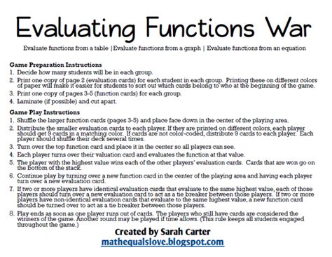 Evaluating Functions War Math Love