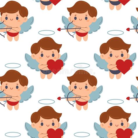 Seamless Pattern For Valentine S Day Or Proposal Wedding Cupid Hearts Cupid S Arrows Stock