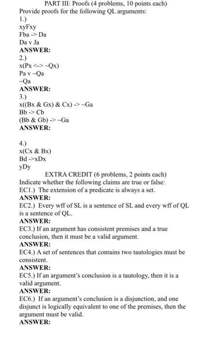 Solved Part Iii Proofs 4 Problems 10 Points Each Provide