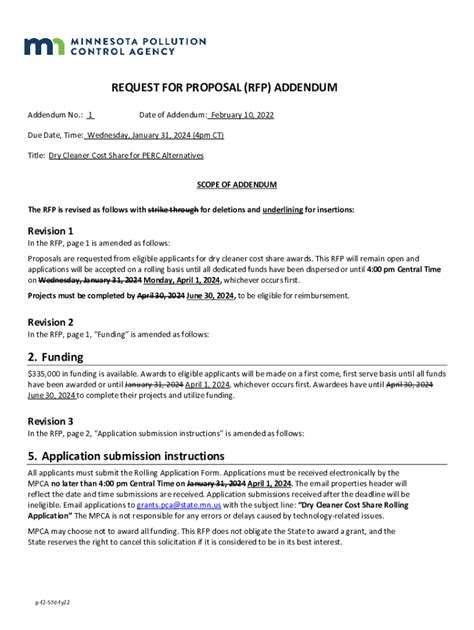 Fillable Online Request For Proposal Rfp Addendum Fax Email Print Pdffiller