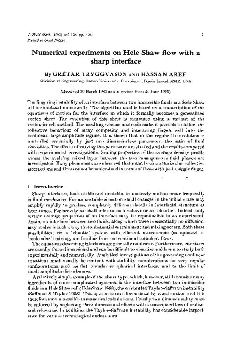 pdf numerical experiments on hele shaw flow with a sharp interface