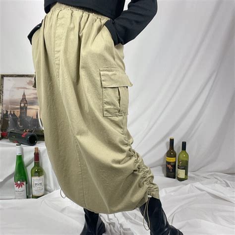우내샾 [핏보장 롱스커트] 카고 스트링 롱스커트 카키 베이지 2col