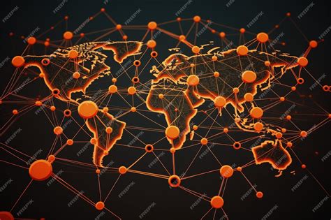 Premium Photo Global Map Illustration With Network Contacts Orange Background Generative Ai