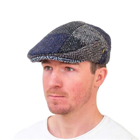 Blue Grey Patch Kerry Heavyweight Tweed Dubliner Cap Irish Tweeds