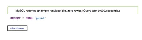 How To Print Empty Result In Phpmyadmin Stack Overflow
