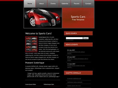 free html css template sports cars free html templates free css