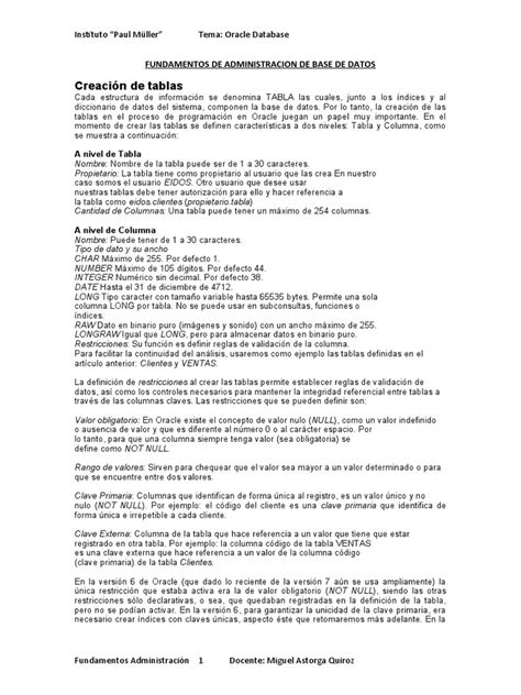 Fundamentosde Oracle Pdf Sql Bases De Datos