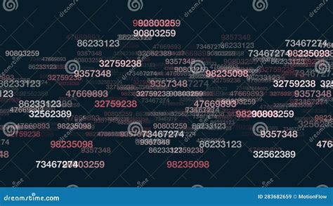 Digital Binary Code With Random Neon Led Numbers On Digital Screen