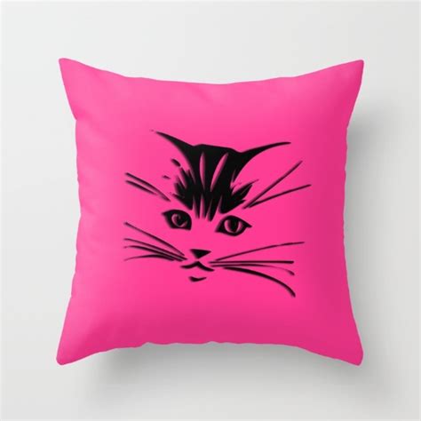 Hot Pink Kitty Cat Face Throw Pillow By Leatherwood Design Society6