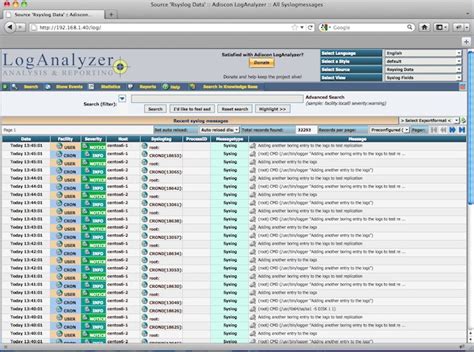 visualizing syslog data with loganalyzer and rsyslog mysql prefetch