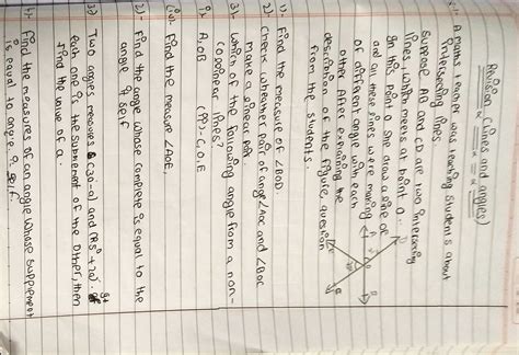 Geometry Questions Based On The Given Figure Find The Measure Of Angle