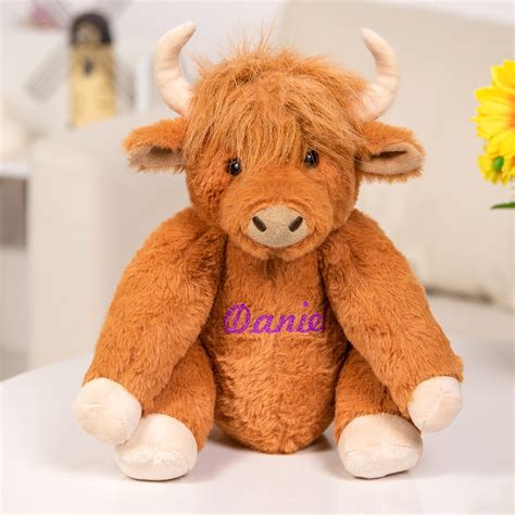 Personalized Highland Cow Stuffed Animal Eco Friendly Plush Farm Toy