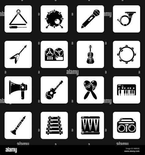 Musical Instruments Icons Set Simple Style Stock Vector Image Art