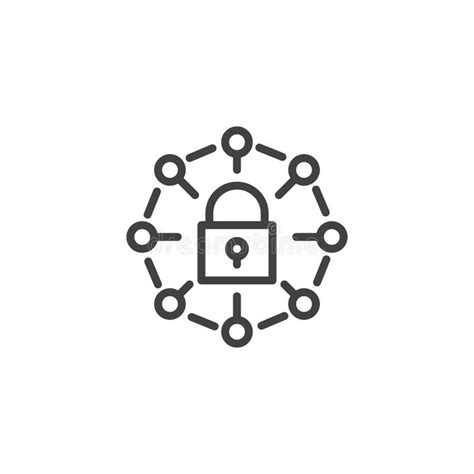 Network Protection Line Icon Stock Vector Illustration Of Protect