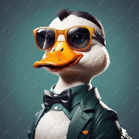 Duck Wearing Sunglasses And A Jacket With A Jacket Duck Premium Ai