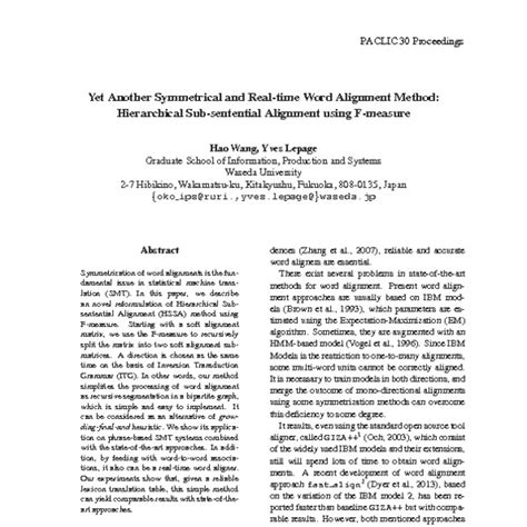 Yet Another Symmetrical And Real Time Word Alignment Method Hierarchical Sub Sentential