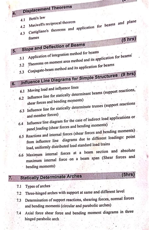 Syllabus Of Structural Analysis I Subject From Pu
