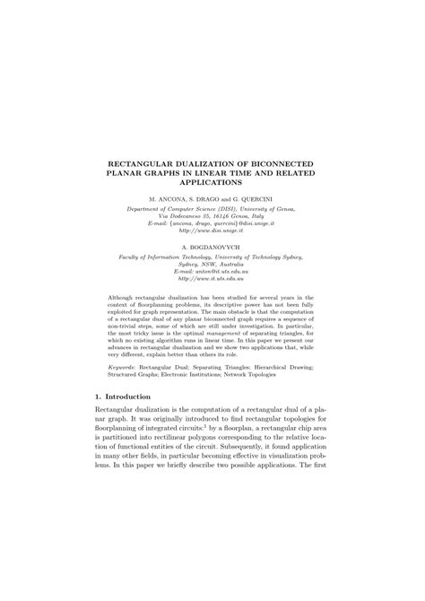 Pdf Rectangular Dualization Of Biconnected Plane Graphs In Linear