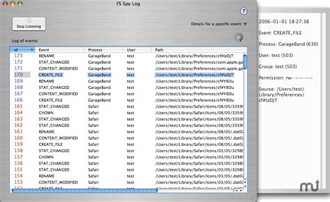 macos view filesystem access in real time on mac os x super user