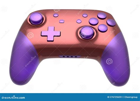 Realistic Video Game Joystick With Violet Chrome Texture Isolated On White Stock Illustration