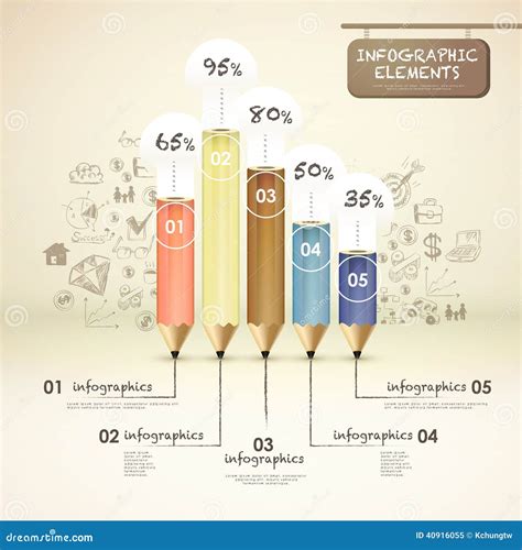 Creative Template With Pencil Bar Chart Stock Vector Illustration Of Hand Creative 40916055