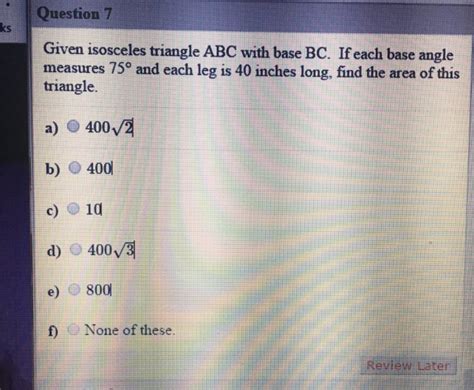solved given isosceles triangle abc with base bc if each