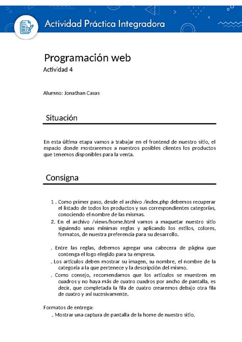 Api 4 Programacion Web Programación Web Actividad 4 Alumno Jonathan