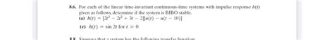 Solved 86 ﻿for Each Of The Linear Time Invariant
