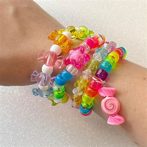 On Hold Candy Themed Bracelet Set Set Of 4 Kandi Depop Diy Kandi