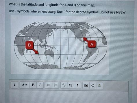 Solved What Is The Latitude And Longitude For A And B On