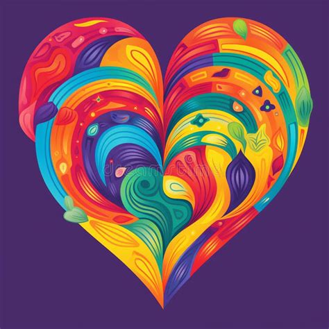 Rainbow Colored Heart A Flat Style Heart Illustration With Each Section Colored In A Different