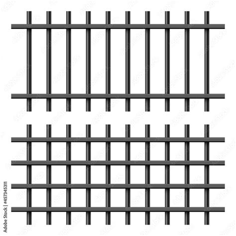 Black Realistic Metal Prison Bars Isolated On White Background