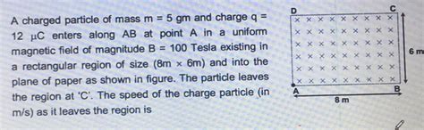 [answered] A Charged Particle Of Mass M 5 Gm And Charge Q 12 C Enters