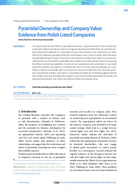 Pdf Pyramidal Ownership And Company Value Evidence From Polish