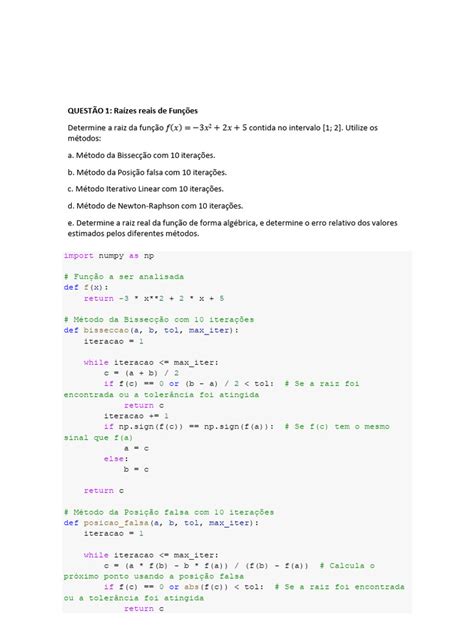 Ativ Cálculo Numérico Métodos Numéricos Aplicados Pdf Análise Numérica Análise
