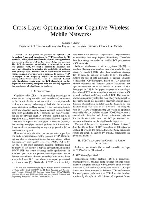 Pdf Cross Layer Optimization For Cognitive Wireless Mobile Networks