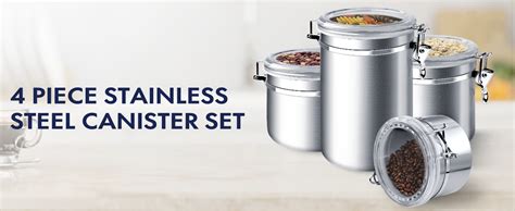 Enloy 4 Piece Stainless Steel Airtight Food Storage
