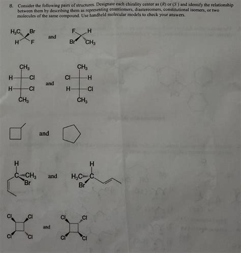 Solved 8. Consider the following pairs of structures. | Chegg.com