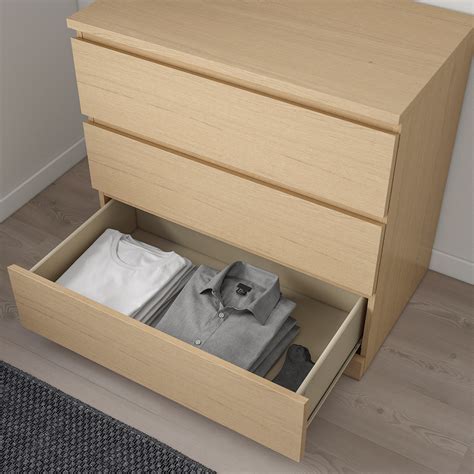 Malm Malm Chest Of 3 Drawers White Stained Oak Veneer 80x78 Cm Ikea Indonesia