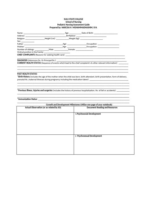 Pediatric Assessment Guide Pdf Medicine Diseases And Disorders