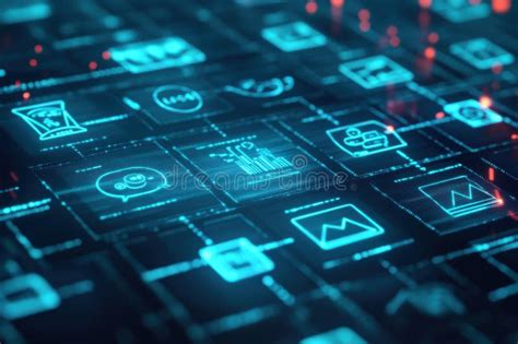 A Digital Representation Of An Identity Verification System With Glowing Lines And Icons On A