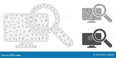 Search Computer Vector Mesh Carcass Model And Triangle Mosaic Icon Stock Vector Illustration