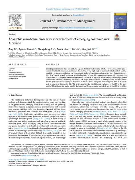 Pdf Anaerobic Membrane Bioreactors For Treatment Of Emerging Contaminants A Review