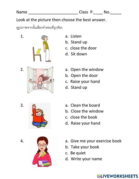 Classroom Language Online Exercise For Live Worksheets