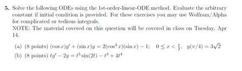 solved solve the following odes using the
