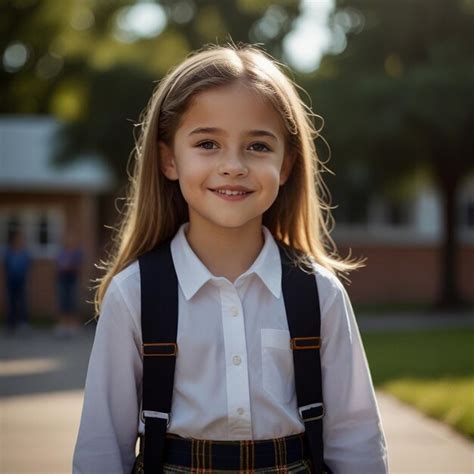 Confident Little School Girl Premium Ai Generated Image