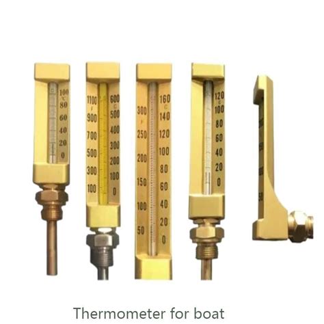 Straight Angle Industrial Golden Glass Thermometer V Line Shaped